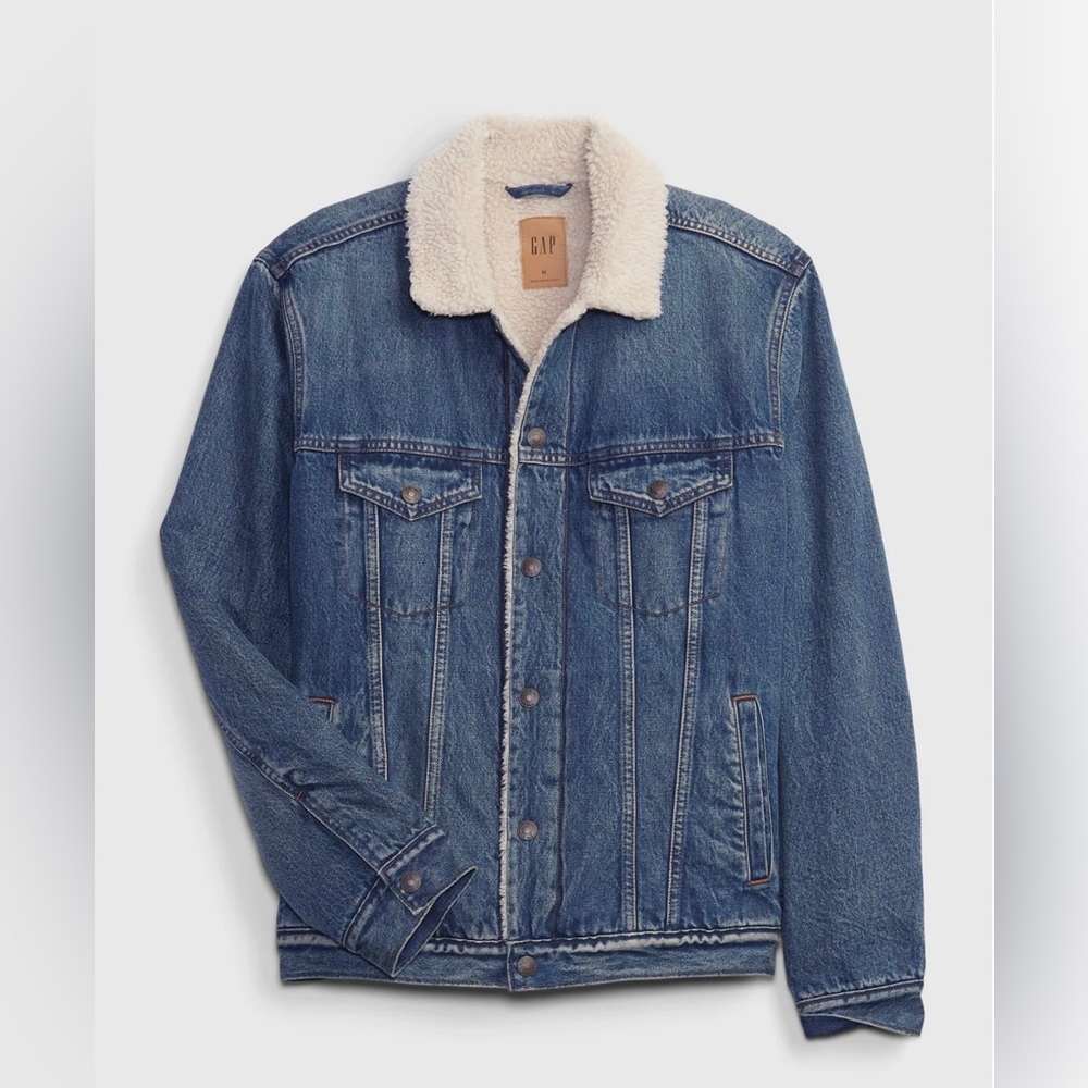 Gap Men’s Denim Sherpa Snap Button Jacket. - Gem